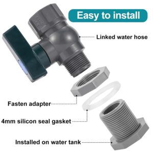 2 Pack 3/4 Inch Rain Barrel Spigot Kit - BILAL Water Barrel PVC Garden Diverter Kit with Bulkhead Fitting Hose Faucet Adapter and Thread Seal Tape for Water Tanks, Aquariums, Tubs, Pool, Garden Barrel