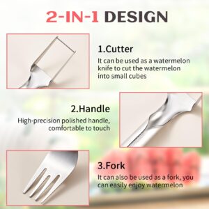 2 Pack 2-in-1 Watermelon Fork Slicer Cutter, Summer Stainless Steel Watermelon Fruit Cutter, Portable Watermelon Slicer, Fruit Forks Slicer Knife Kitchen Gadgets for Family Parties Camping