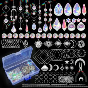 hybeads 200 pcs diy suncatcher making kits for adults crystal sun catchers crafts with hooks chains pendants rainbow maker for window hanging prism indoor outdoor garden xmas wedding party decor