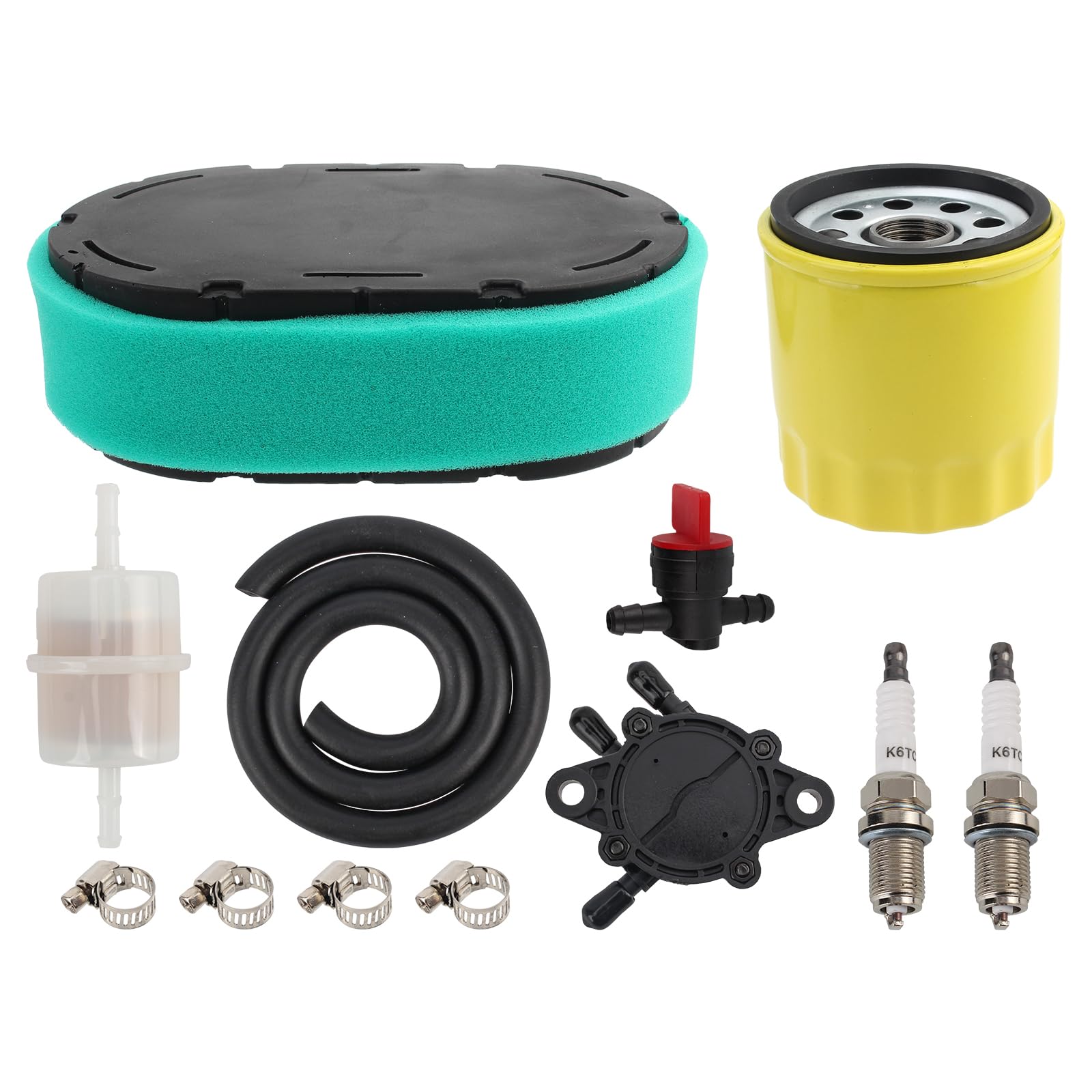 partszen Air Filter Oil Filter Fuel Pump Kit for 32-083-09-S 3208309-S 32-083-10-S 3208310-S for Kohler KT610 KT620 KT715 KT725 KT730 KT735 KT740 KT745 19HP-26HP Lawn Mower with Spark Plug Fuel Line