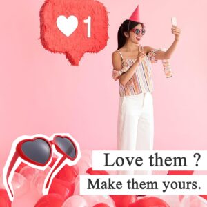 10 PCS Heart Sunglasses for Women Trendy Fashion Heart Sunglasses Retro Love Cute Vintage Eyewear Sun Glasses (Red)