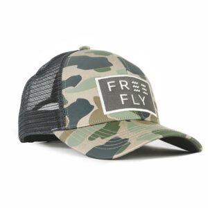 free fly wave snapback with logo - cotton and mesh snapback hat for men and women - camo, medium