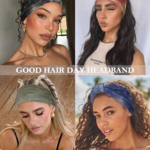 Artilady 7'' Wide Headbands for Women Tie Dye - Large Soft Cloth Headwrap Elastic Stretchy Head Bands Boho Turban Hair Bands Non Slip Hair Accessories 6 PCS