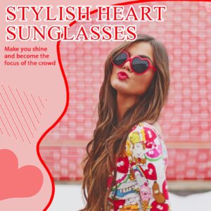 10 PCS Heart Sunglasses for Women Trendy Fashion Heart Sunglasses Retro Love Cute Vintage Eyewear Sun Glasses (Red)