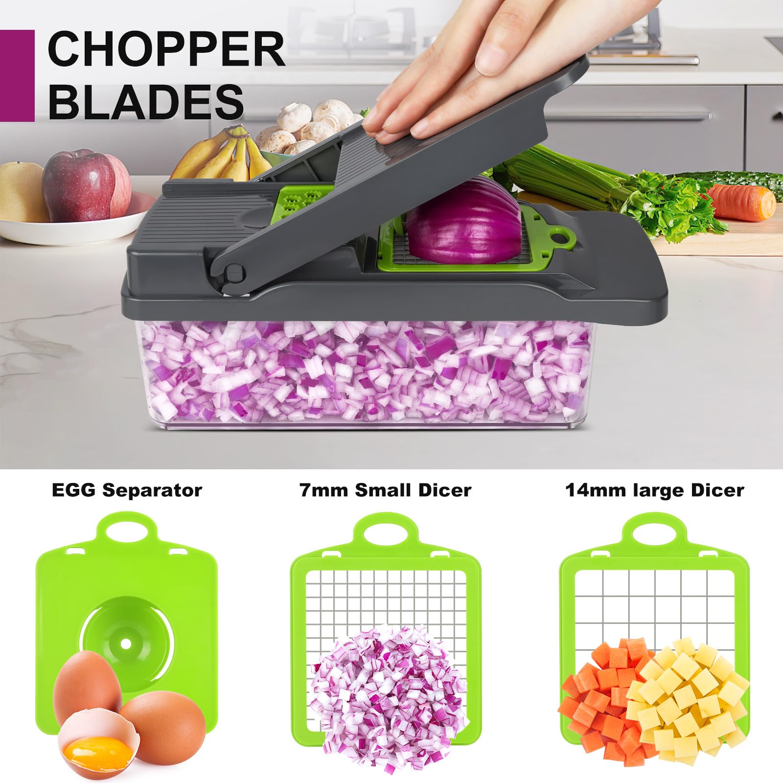 Vegetable Chopper,Food Chopper,Pro 12 in1 Multifunctional Onion Chopper,Veggie Chopper,Vegetable Chopper With Container,Vegetable Slicer Dicer Cutter,Mandoline Slicer,Salad,Garlic Chopper