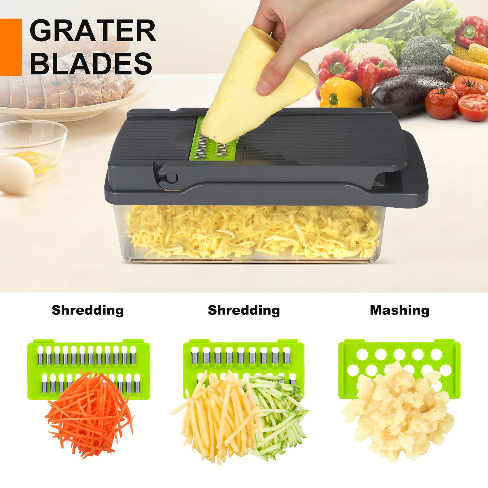 Vegetable Chopper,Food Chopper,Pro 12 in1 Multifunctional Onion Chopper,Veggie Chopper,Vegetable Chopper With Container,Vegetable Slicer Dicer Cutter,Mandoline Slicer,Salad,Garlic Chopper