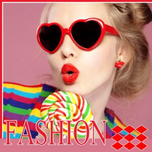 10 PCS Heart Sunglasses for Women Trendy Fashion Heart Sunglasses Retro Love Cute Vintage Eyewear Sun Glasses (Red)