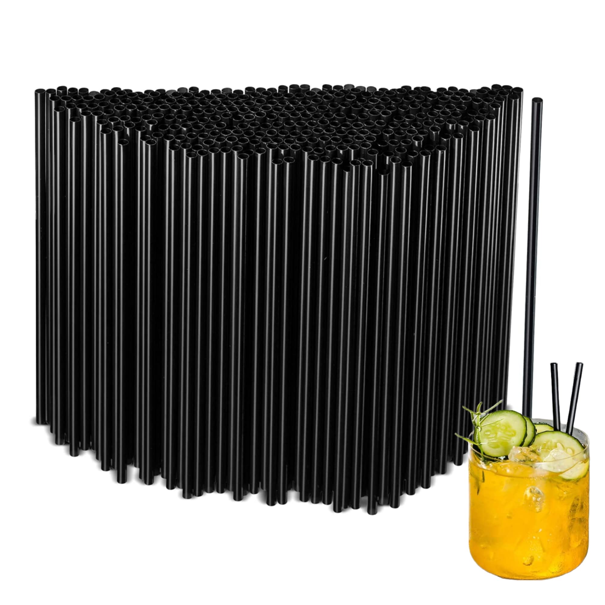 500Pcs Black Disposable Straws，5.12’’ Straight Straw,0.16‘’ Diameter, For Kitchen,Bar,Club,Drinks, Milk, Soda, Party, Whiskey (5.12‘’)