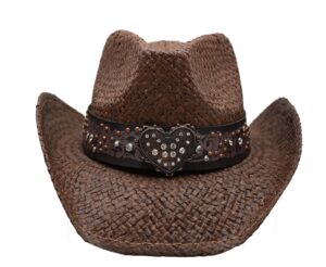 the cell straw cowboy hat (crystal heart_dk brown)