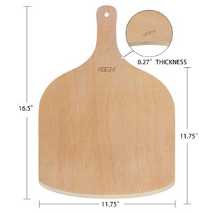 2 Pack Wooden Pizza Peel, 12 inch Premium Large Pizza Paddle Cutting Board for Pizza Oven, Stone, Pan or Grill, Pizza Spatula for Baking Bread and Cake Indoor&Outdoor