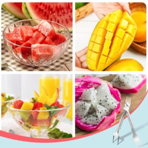 2 Pack 2-in-1 Watermelon Fork Slicer Cutter, Summer Stainless Steel Watermelon Fruit Cutter, Portable Watermelon Slicer, Fruit Forks Slicer Knife Kitchen Gadgets for Family Parties Camping