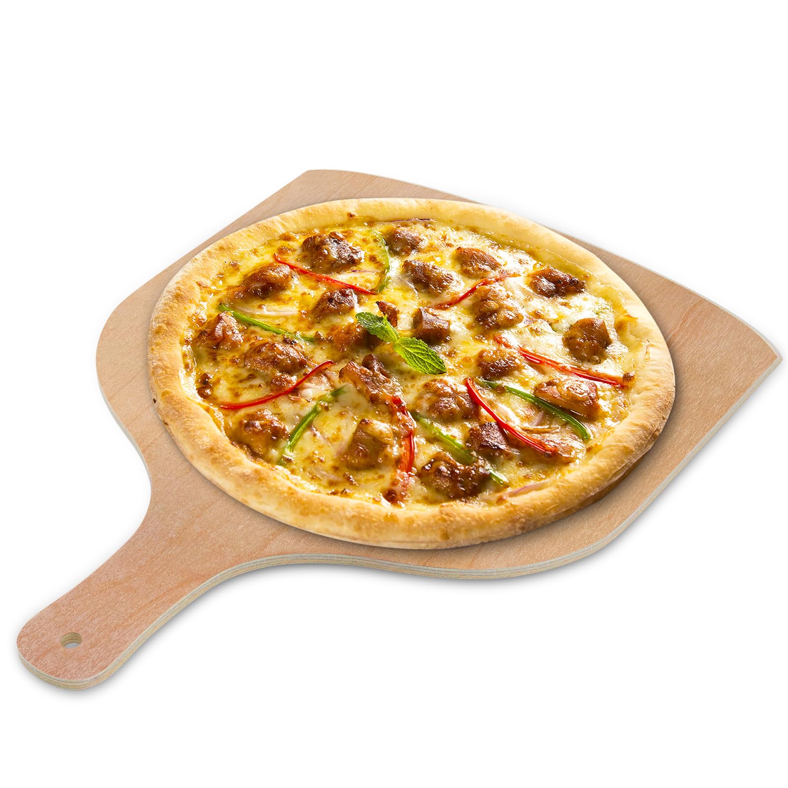 2 Pack Wooden Pizza Peel, 12 inch Premium Large Pizza Paddle Cutting Board for Pizza Oven, Stone, Pan or Grill, Pizza Spatula for Baking Bread and Cake Indoor&Outdoor