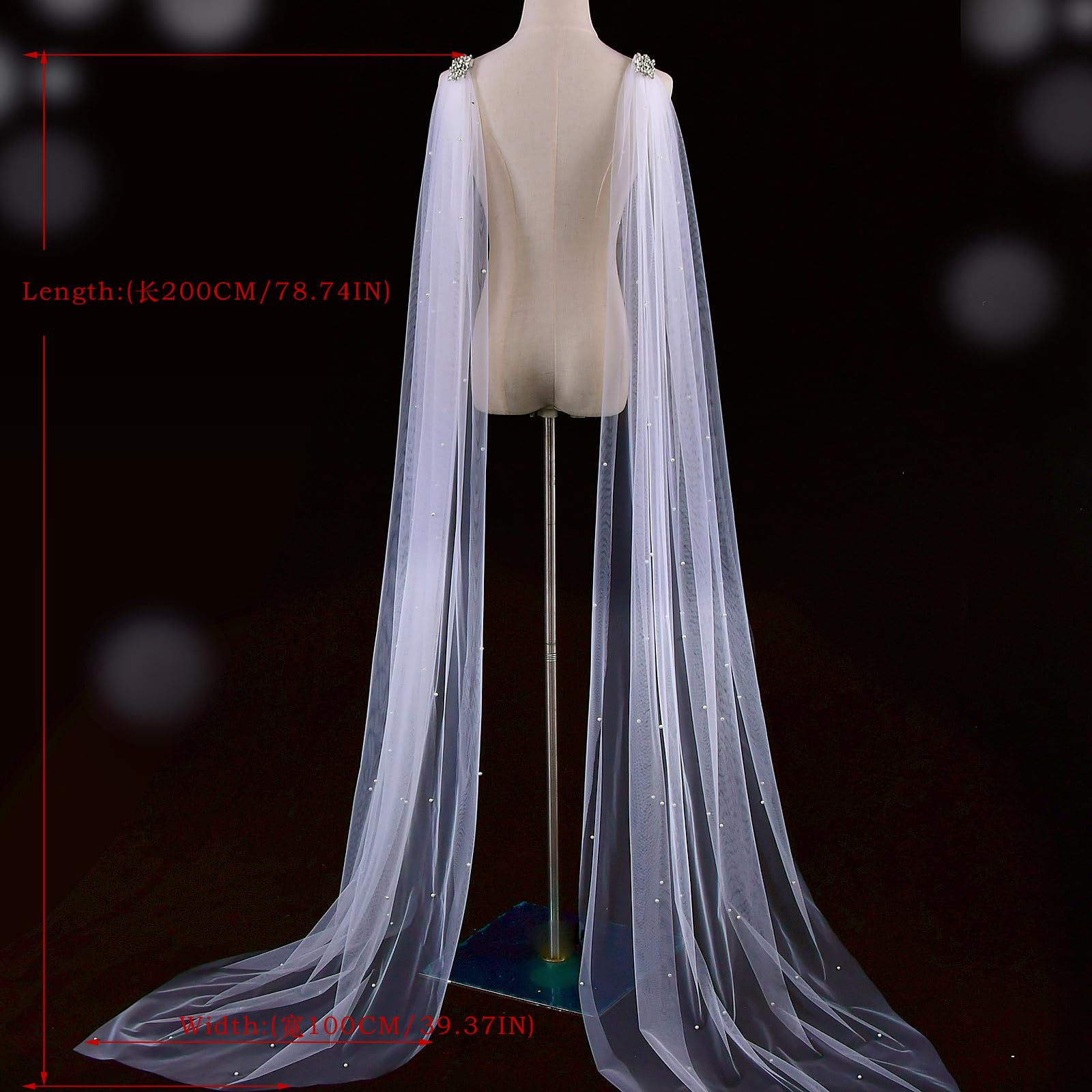 YouLaPan Wedding Wrap Shrug Shawls Stole Boleros Cape Capelet Rhinestone Bride (off white)