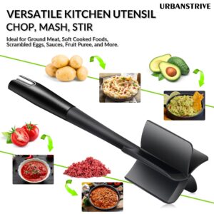 Urbanstrive Heavy Duty Meat Chopper for Ground Beef, Durable Ground Beef Smasher, Non-Scratch Hamburger Chopper, Non-slip Ground Meat Chopper and Meat Masher Ground Beef, Black