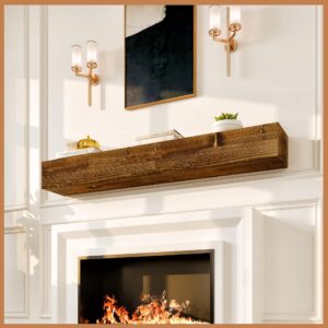 avana rustic fireplace mantle shelf 60 inches - handcrafted wood mantles for over fireplace - wall mounted farmhouse fireplace mantel shelf - floating fireplace mantels 60 x 8 x 5 - rustic traditional