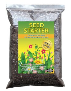 seed starter natural potting soil mix for germination and growth (made in usa) (4 dry quarts)