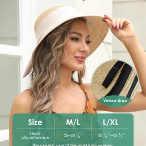 UWILL Cute Sun Hat Womens Wide Brim Foldable Straw Hats Beach Sun Hats for Women Floppy Summer Hats UPF 50+ (as1, Alpha, m, l, Beige) 1