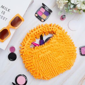 Abbylike Y2k Fuzzy Orange Purse and Orange Sunglasses for Women Cute Plush Fluffy Tote Bag Square Retro Sunglasses Fuzzy Purse for Women Christmas Thanksgiving Gift