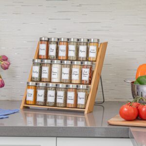 Orii 18 Jar Bamboo Compact Spice Organizer for Countertop and Kitchen Drawer, Filled with Spices, 5 Year Spice Refill Program