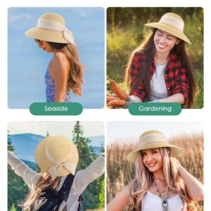 UWILL Cute Sun Hat Womens Wide Brim Foldable Straw Hats Beach Sun Hats for Women Floppy Summer Hats UPF 50+ (as1, Alpha, m, l, Beige) 1