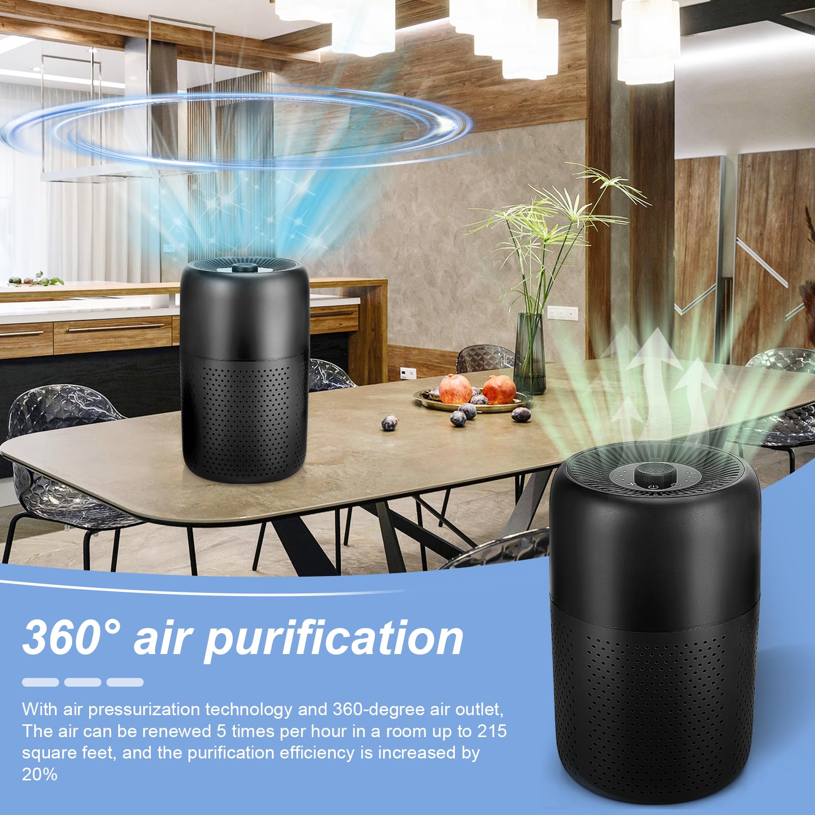 (2 Pack P60 Air Purifier + 2 Pack P60 HEPA Air Filter Combo Purchase), TPLMB Air Purifiers for Bedroom,H13 HEPA Filters,Aromatherapy for Better Sleep,24dB Filtration System, P60 Black.