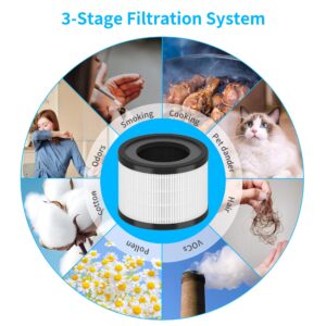 SAKEGDY AP-S0610L True HEPA Replacement Filter Compatible with MOOKA AP-S0610L Air Cleaner Purifier Filter, 3-in-1 H13 True HEPA Air Filter Replacement, 2 Pack