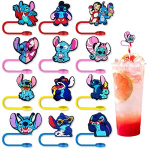 straw cover cap for cup, 8mm reusable straw topper for 30&40 oz tumbler, cartoon straw tip covers for cups accessories (blue)