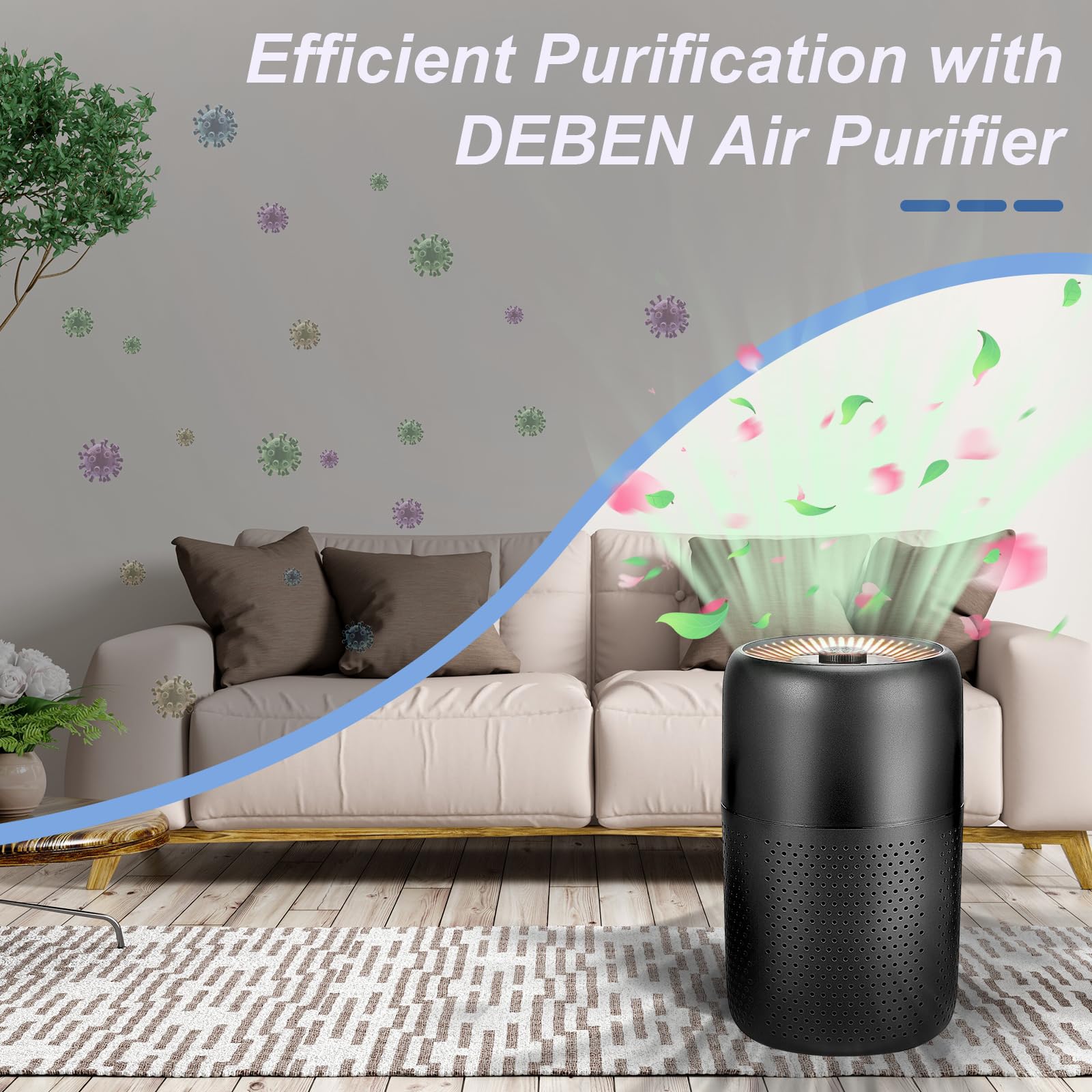 (2 Pack P60 Air Purifier + 2 Pack P60 HEPA Air Filter Combo Purchase), TPLMB Air Purifiers for Bedroom,H13 HEPA Filters,Aromatherapy for Better Sleep,24dB Filtration System, P60 Black.