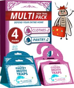 2024 all-new moth traps - multi 4 pack bundle (2 pantry and 2 clothes) magic moth catch, safe & odor-free protect kitchen, wardrobe, closet