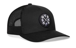 haka gym hat – workout trucker hat for men & women, adjustable baseball cap, mesh snapback, outdoor golf hat - black