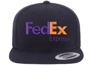 allntrends flat bill fedex express hat embroidered snapback adjustable cap (express, purple orange)