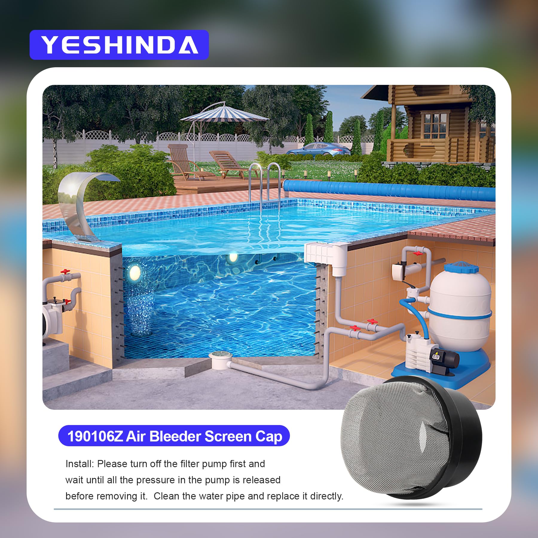 YESHINDA 190106Z Air Bleeder Screen Cap Fit for Pentair, Clear Plus,EasyClean D.E. and Quad D.E Filters