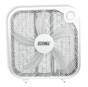 ez-chill 20” box fan, 3 speed full-force air circulation window fan, floor fan, bedroom fan, ideal for home, bedroom & office, mtnbf20