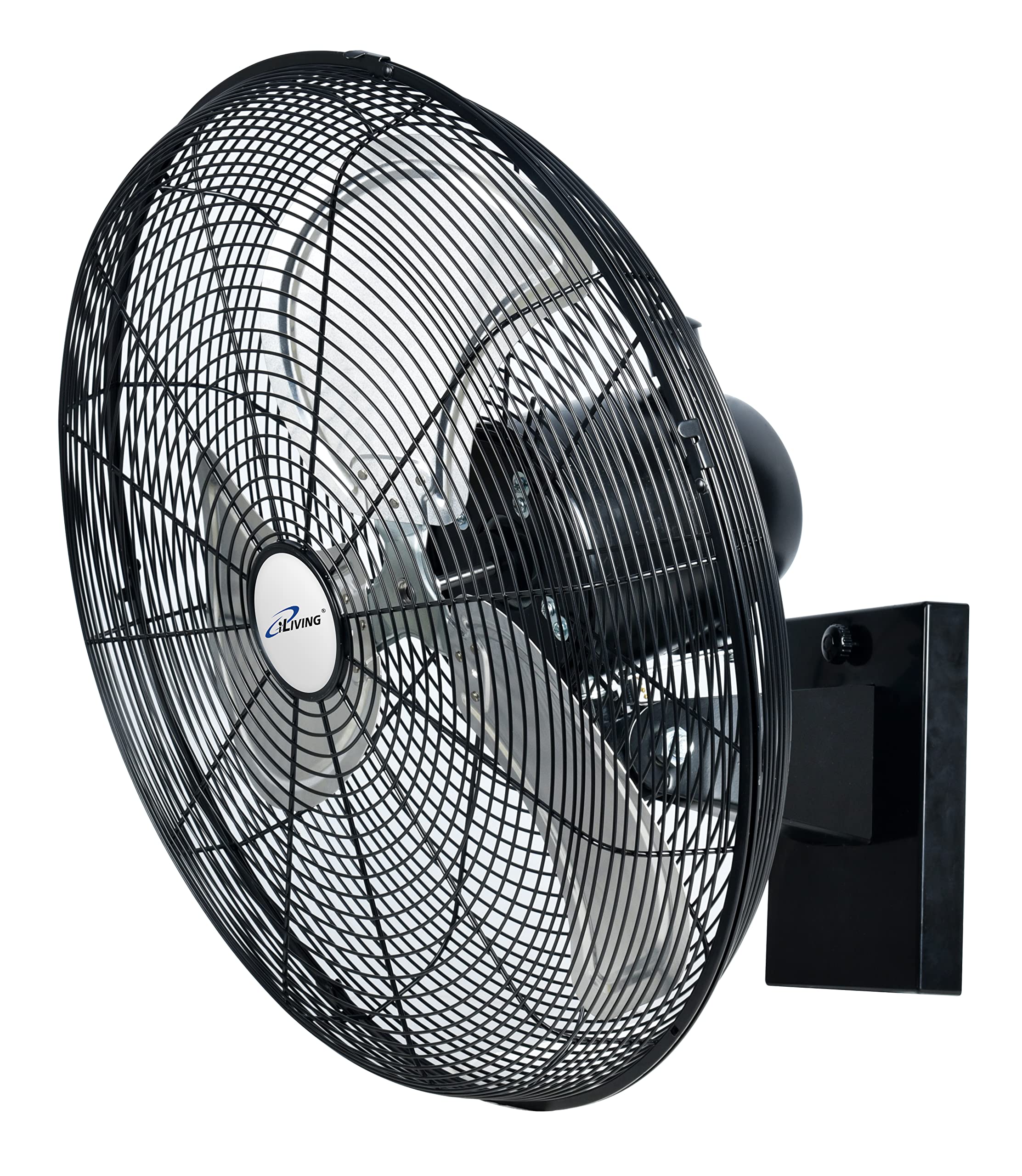 iLiving 18" Outdoor Oscillating High Velocity Wall Fan with 4150 CFM Heavy Duty Weatherproof Motor, Variable Speed Adjustment for Workshop, Garage, Patios, Commercial and industrial, 18 inch,Black