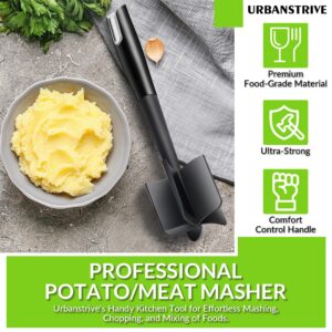 Urbanstrive Heavy Duty Meat Chopper for Ground Beef, Durable Ground Beef Smasher, Non-Scratch Hamburger Chopper, Non-slip Ground Meat Chopper and Meat Masher Ground Beef, Black