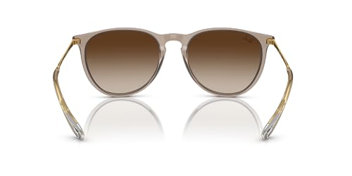 Ray-Ban RB4171F Erika Low Bridge Fit Round Sunglasses, Transparent Light Brown/Brown Gradient, 54 mm