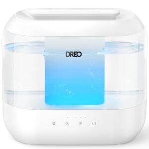 dreo humidifiers for bedroom, top fill 4l supersized cool mist humidifier with oil diffuser and nightlight, 32h runtime, quiet ultrasonic humidifiers for home, large room, baby nursery and plants