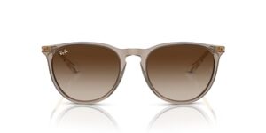 ray-ban rb4171f erika low bridge fit round sunglasses, transparent light brown/brown gradient, 54 mm