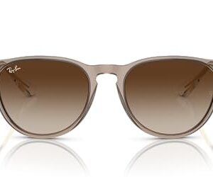 Ray-Ban RB4171F Erika Low Bridge Fit Round Sunglasses, Transparent Light Brown/Brown Gradient, 54 mm