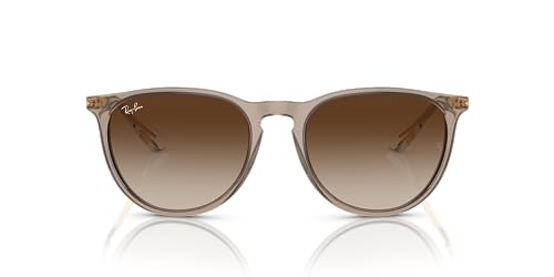 Ray-Ban RB4171F Erika Low Bridge Fit Round Sunglasses, Transparent Light Brown/Brown Gradient, 54 mm