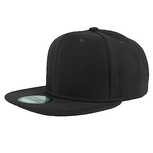 Gelante Snapback Hats for Men - Flat Bill Brim Baseball Cap Hat - Plain Blank Adjustable 1500-1PC Black