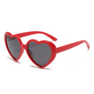 fadxin polarized heart shaped sunglasses oversized vintage fashion love eyeglasses party shopping favors (red)