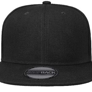 Gelante Snapback Hats for Men - Flat Bill Brim Baseball Cap Hat - Plain Blank Adjustable 1500-1PC Black