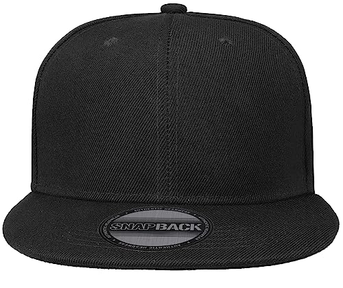 Gelante Snapback Hats for Men - Flat Bill Brim Baseball Cap Hat - Plain Blank Adjustable 1500-1PC Black