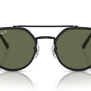 Ray-Ban RB3765 Round Sunglasses, Black/Green Polarized, 53 mm