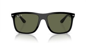 ray-ban rb4547f boyfriend two square sunglasses, black/green polarized, 60 mm