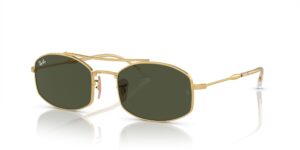 ray-ban rb3719 oval sunglasses, gold/green, 54 mm