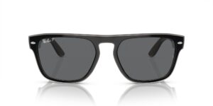 ray-ban rb4407 square sunglasses, black/light grey transparent/dark grey polarized, 57 mm