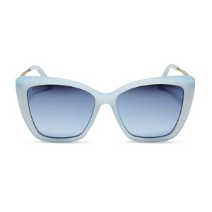 DIFF Becky II Designer Oversized Cat Eye Sunglasses for Women UV400 Protection, Blue Dust + Blue Gradient Flash