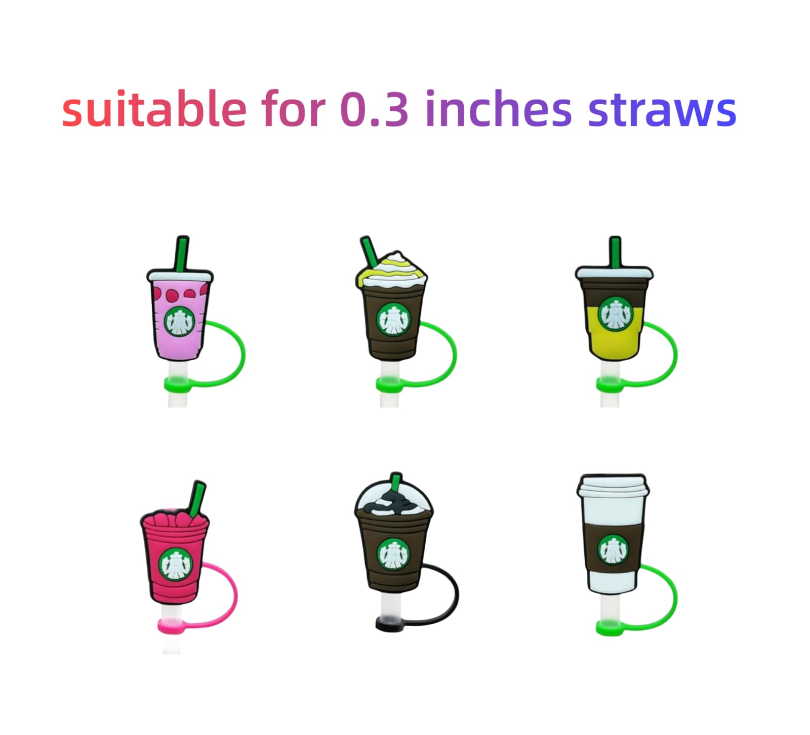 8mm Straw Covers Tips for Stanley Cup, 6Pcs Reusable Drinking Stanley Straw Topper, Splash Proof Straw Protector, Straw Cover Cap for Stanley Cup Accessories。